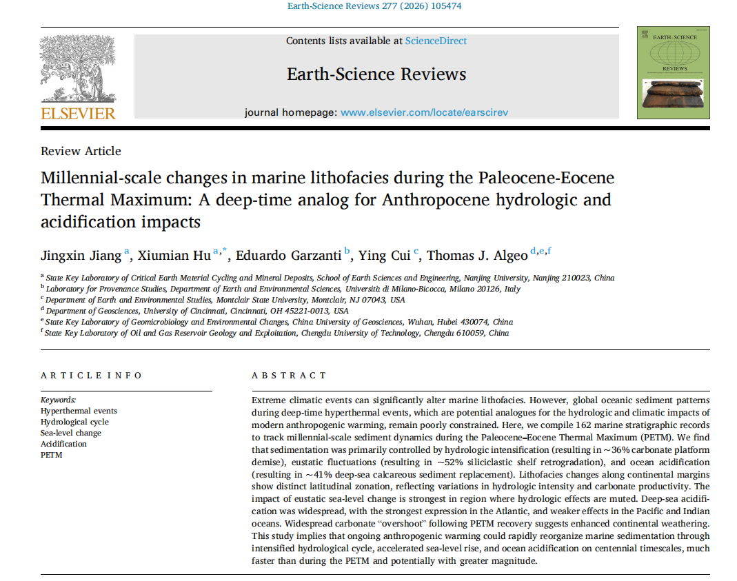 祝贺课题组蒋璟鑫博士第一作者论文在《Earth-Science Reviews》发表